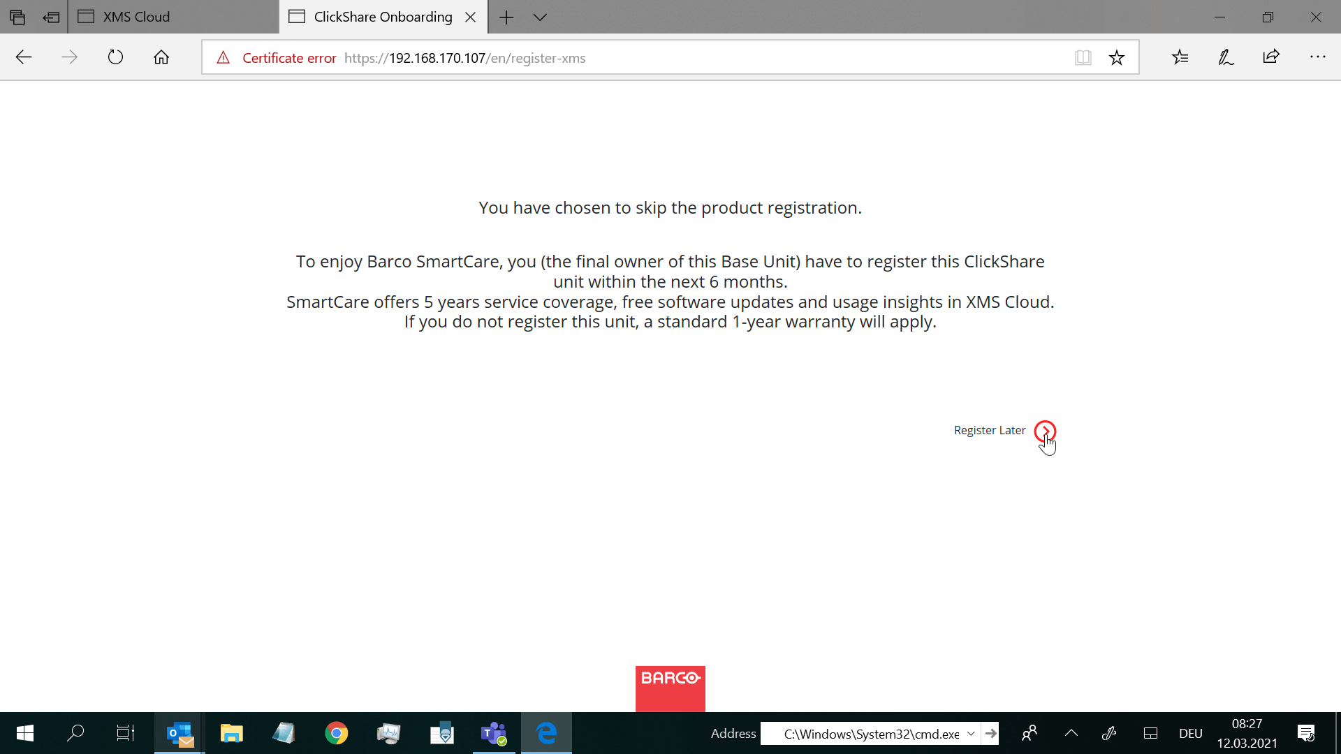Barco Clickshare CX50 - Installation Barco Clickshare CX50 ...