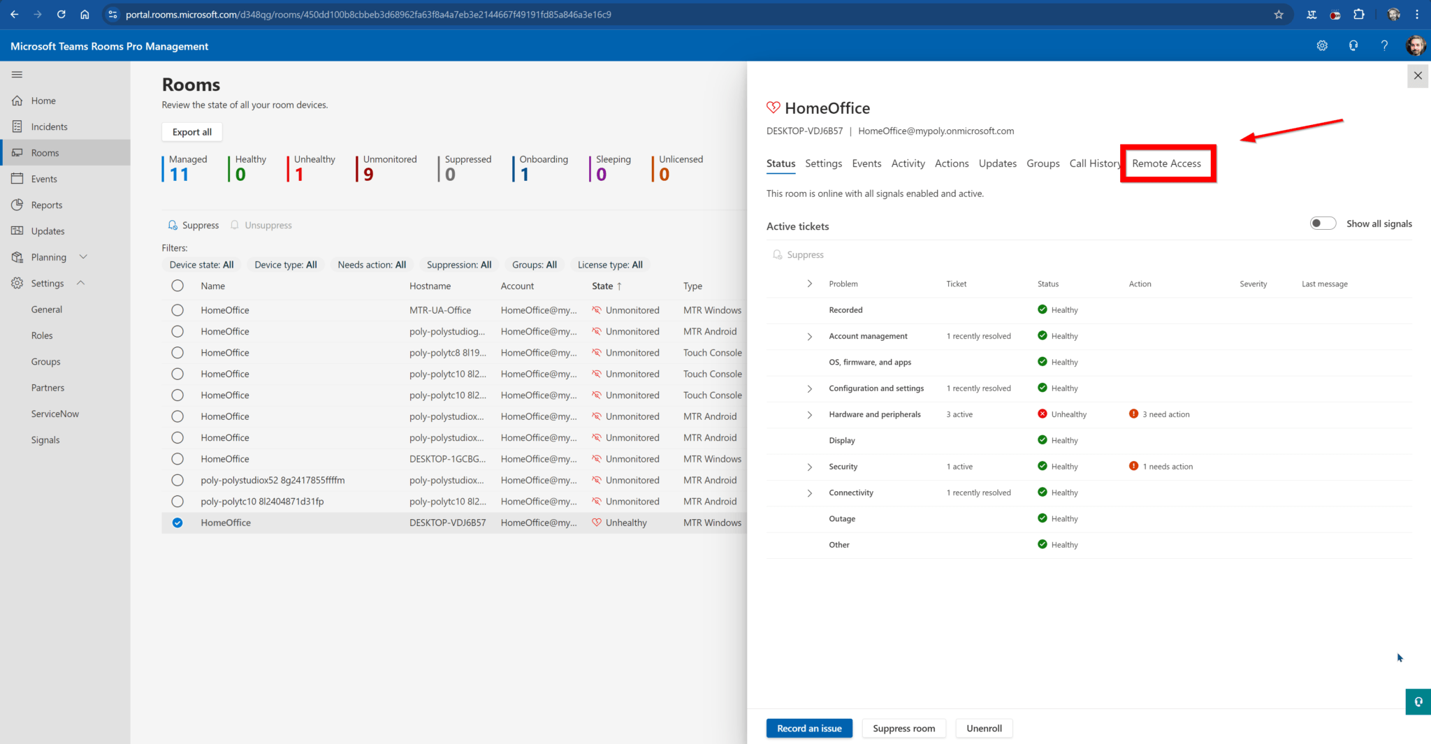 Remotezugriff auf Microsoft Teams Rooms über das Teams Rooms Pro Portal ...